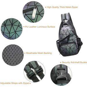 Bags | Geometric Backpack Luminous Holographic Purse Color Changes ...